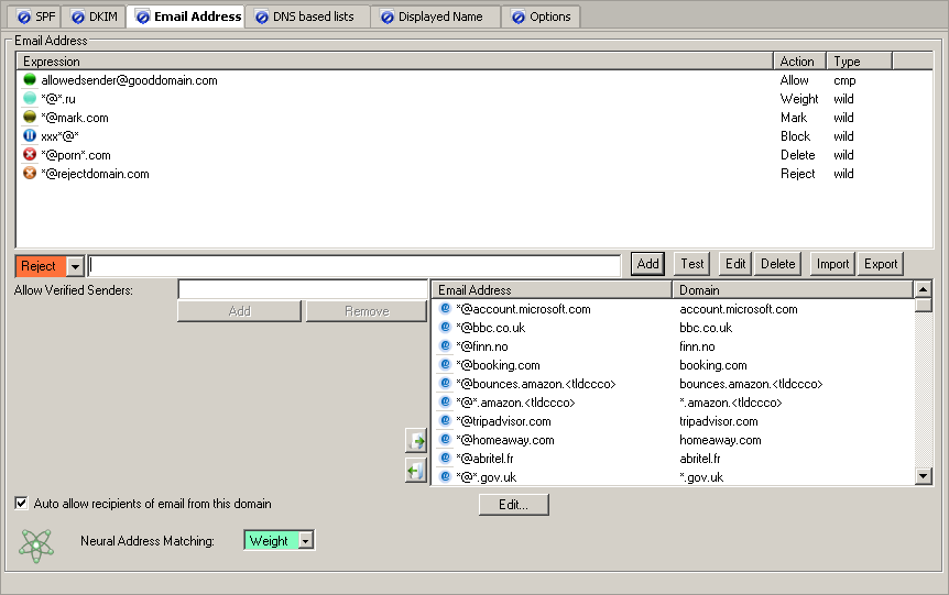 Hexamail Guard Administration Guide - Sender - Email Address
